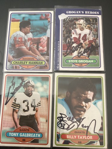 Lot of 4 Signed Topps 80's-90's Topps NFL Football Cards - Autographed ...