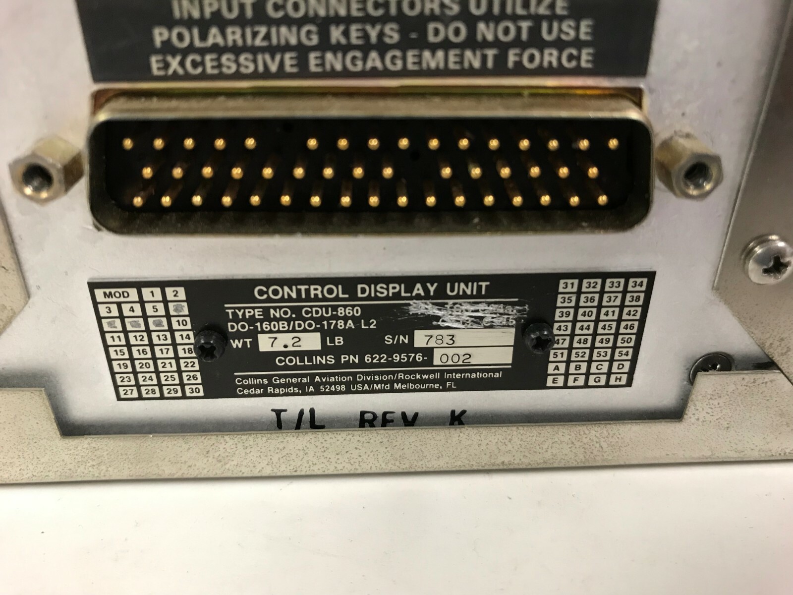 Rockwell Collins Control Display Unit CDU 622-9576-002 CDU-860 for ...