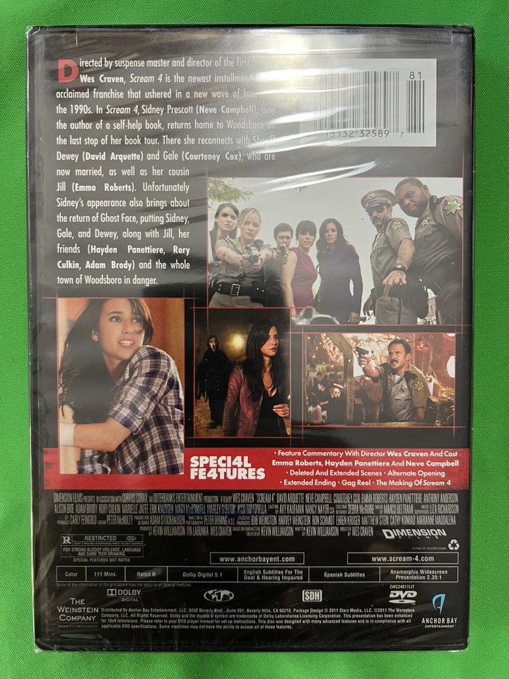 Scream 4 (DVD) 2011 - Courtney Cox Neve Campbell - Brand New | eBay