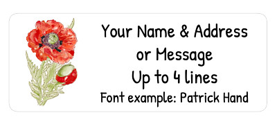 RED POPPY FLOWER Personalized Return Address Labels 1 X 2 5/8 inches | eBay
