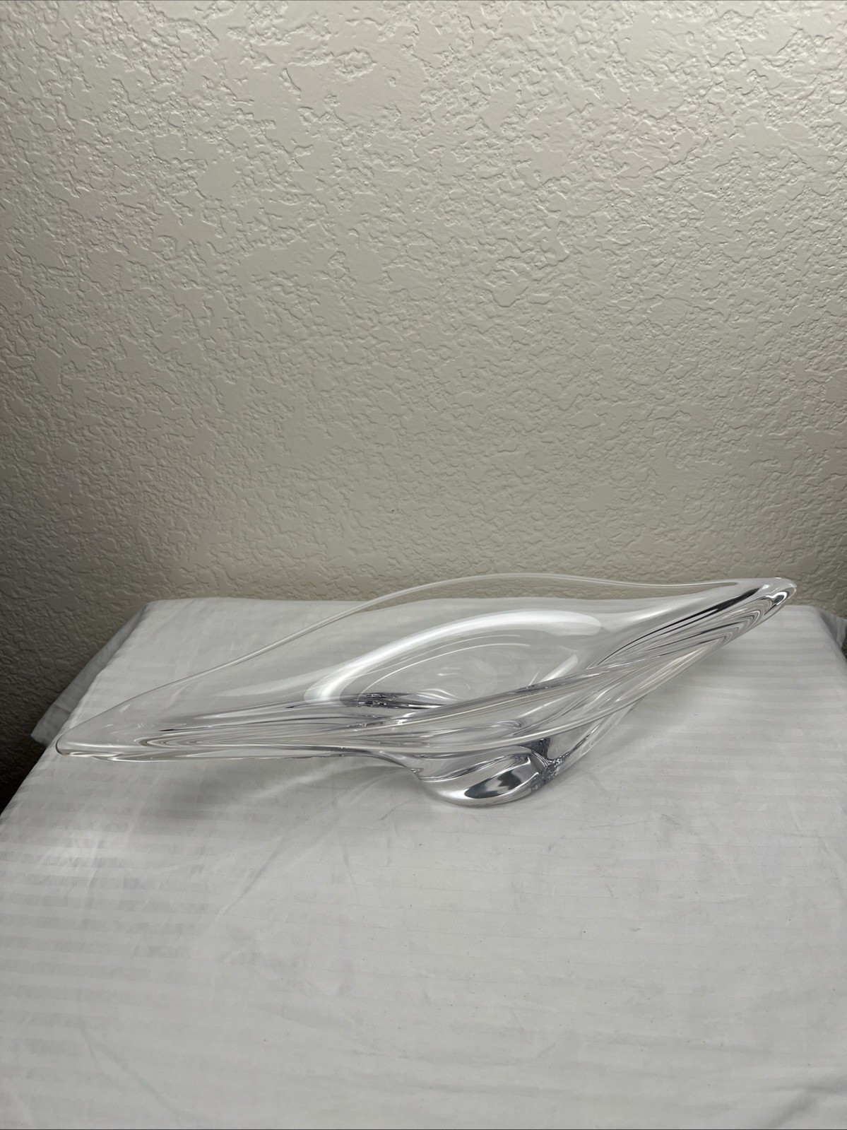 French Vintage Clear Crystal Signed Art glass Centerpiece bowl Made In ...