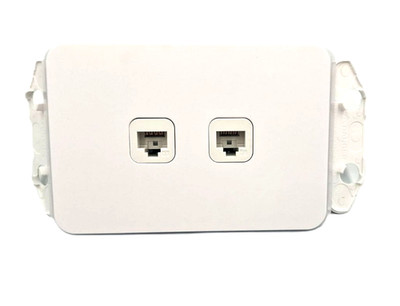 Clipsal Iconic 2 Gang Port Wall Plate outlet RJ45 Cat 6 Data Network ...