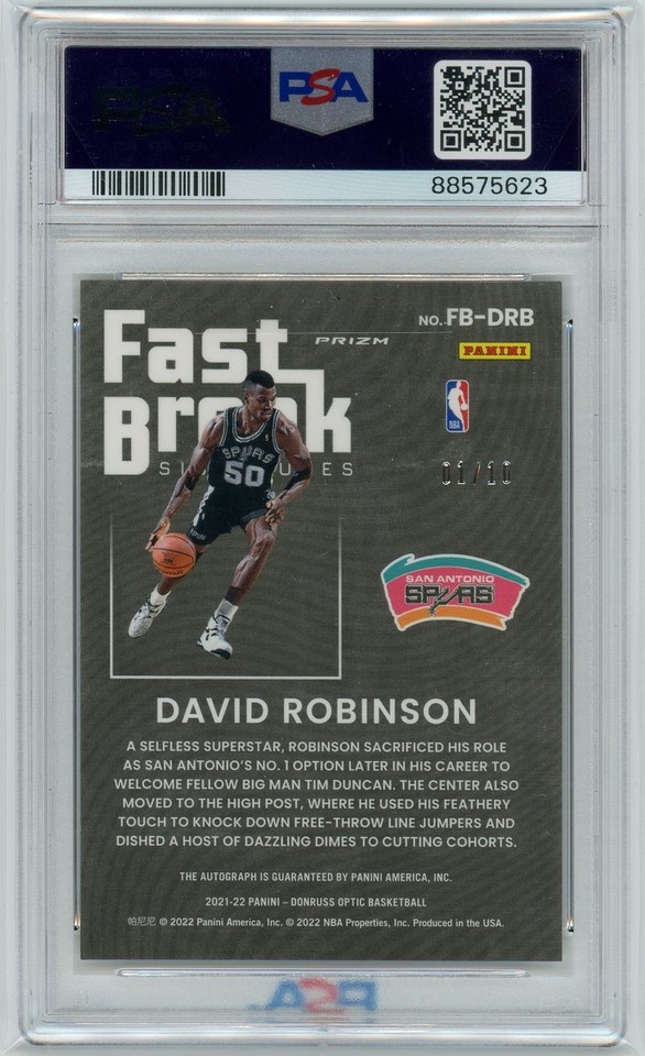 2021-22 Donruss Optic #FB-DRB David Robinson Gold Fast Break Auto #/10 ...