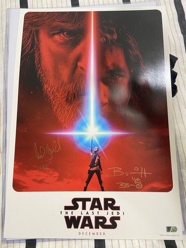 STAR WARS AUTOGRAPHED "THE LAST JEDI" POSTER -MARK HAMILL & BRIAN ...