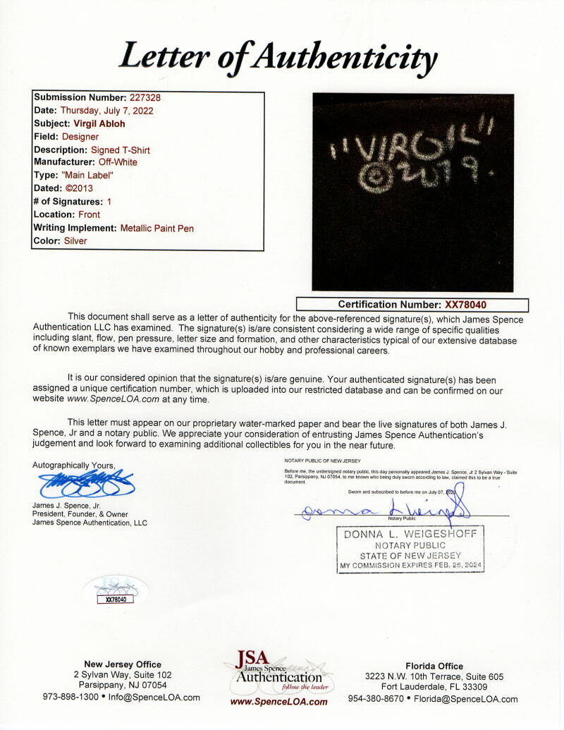 VIRGIL ABLOH SIGNED AUTOGRAPH 2013 OFF WHITE MAIN LABEL T-SHIRT - VERY ...