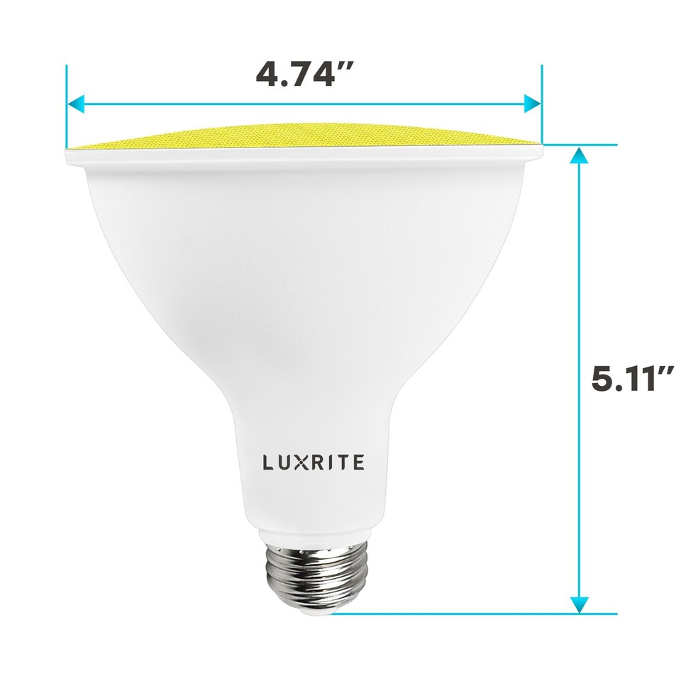 Luxrite LED PAR38 Flood Yellow Light Bulb 8W=45W Damp Rated UL E26 Base ...