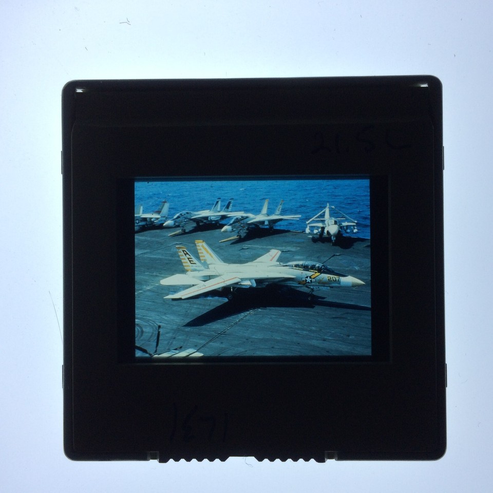F14 Fighter Jet On Aircraft Carrier Tom Cat 35 mm Color Slide #A2 | eBay