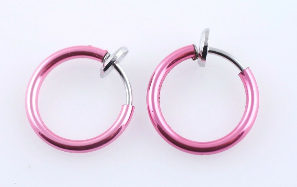 1 Pair Spring Clip On Hoops Earrings ½" or 13MM 9 Colors Men Women | eBay