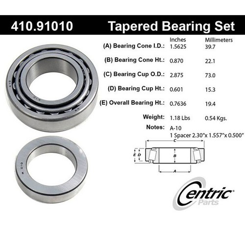 410.91010E Centric Wheel Bearing Rear Inner Interior Inside New for ...