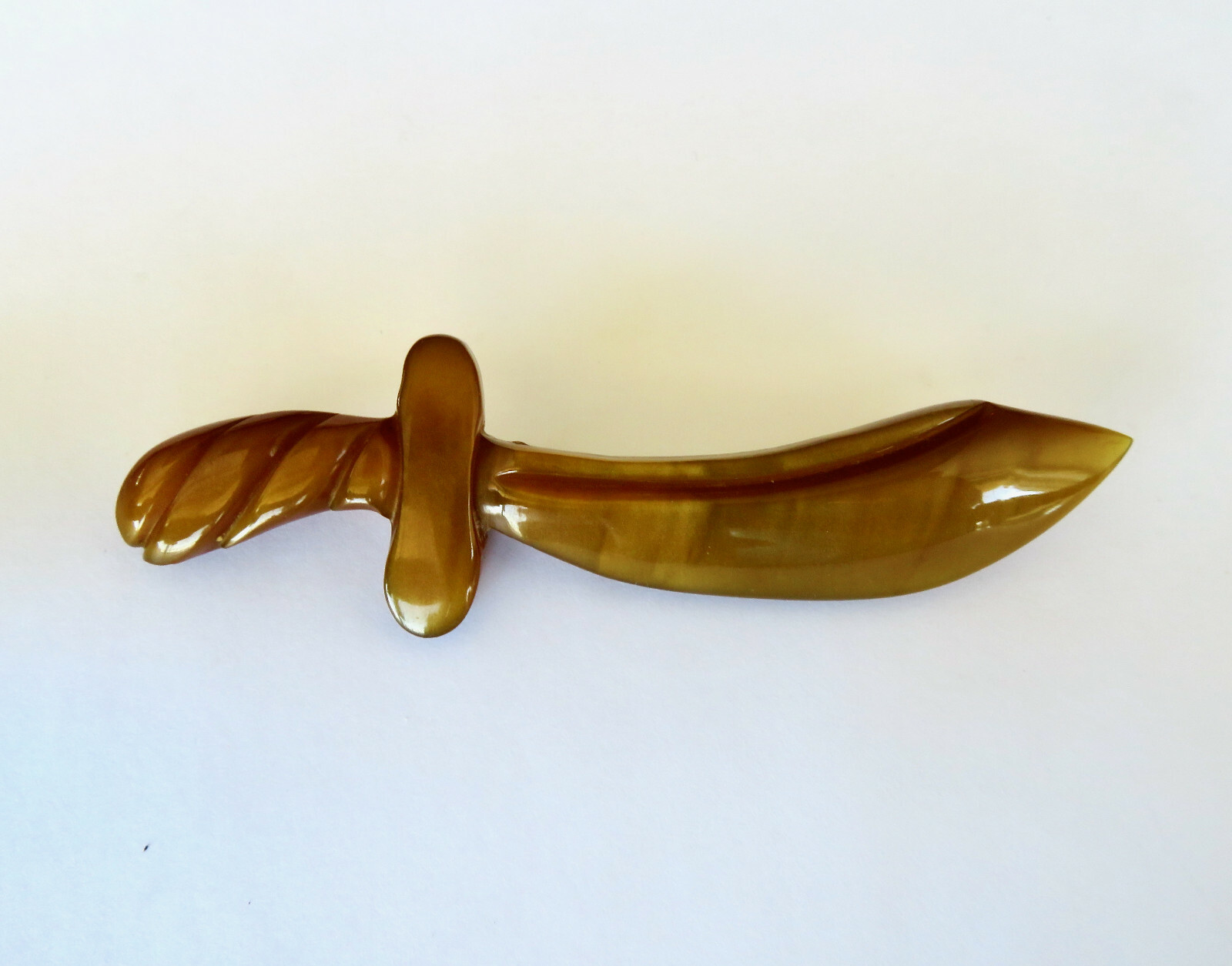 Large Bakelite Sword Scimitar Pin Brooch Shimmery Jew… - Gem