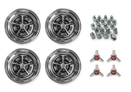 Magnum 500 Wheels Kit Red Spinner Wheel Caps and Lug Nuts 15" X 7" & 15 ...