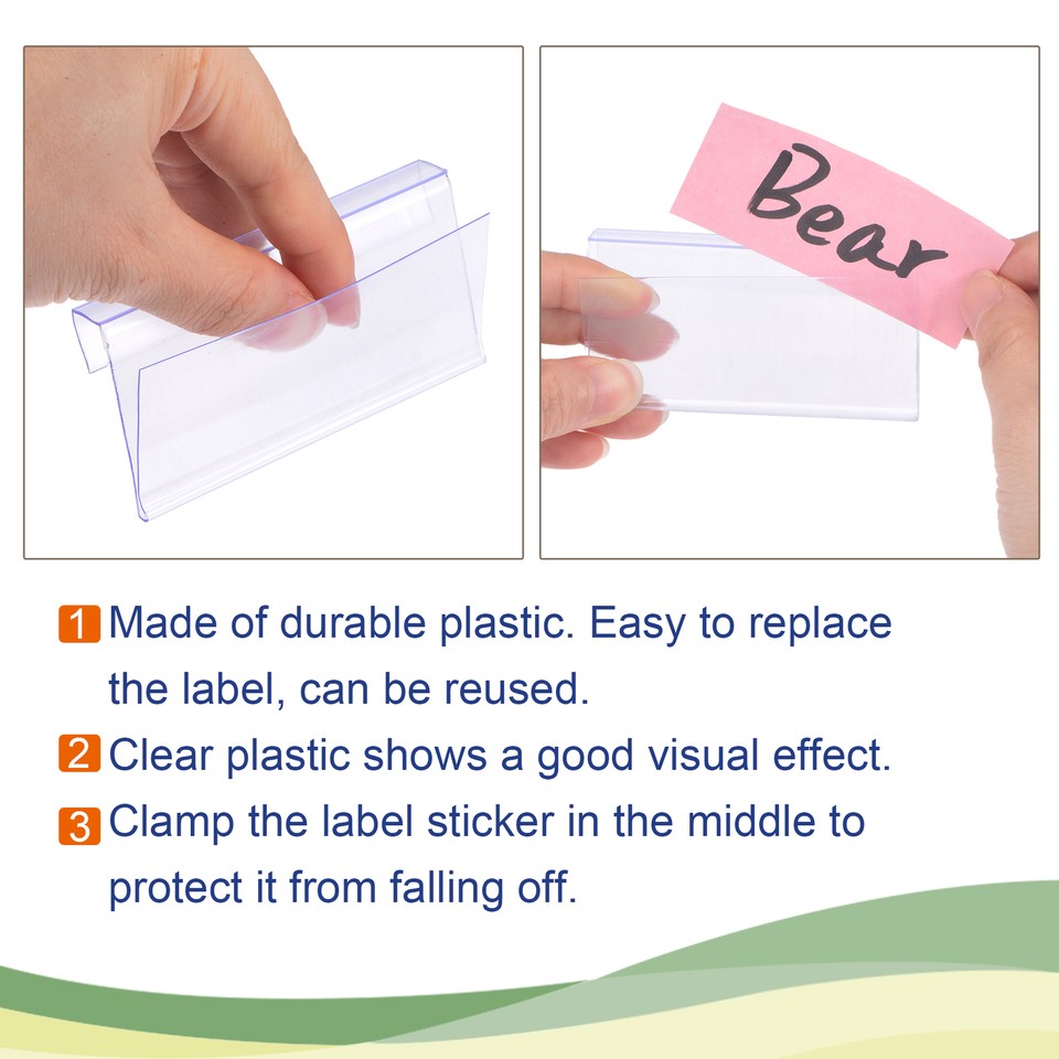20Pcs 80x40mm Label Holder L Shape Clear Plastic | eBay
