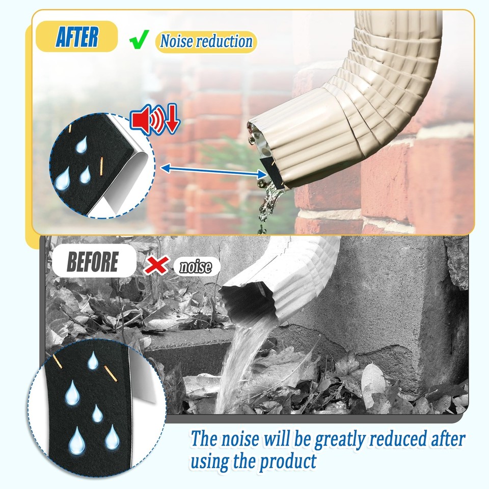 Gutter Noise Dampener- 2 Pack Rain Gutter Downspout Silencer Portable ...