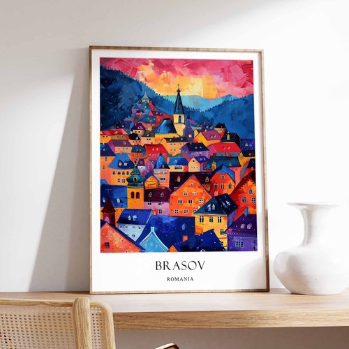 8_Brașov Poster, Romania Poster, Carpathian Mountains Poster, Medieval ...