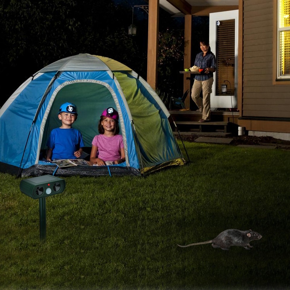 2 Pack Animal Repeller Ultrasonic Solar Powered Yard Pest Mice Raccoon ...