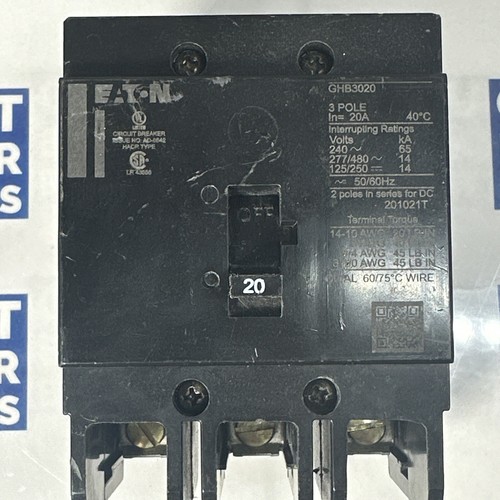 Eaton Culter Hammer GHB3020 20A, 3 pole circuit breaker, Thermal ...