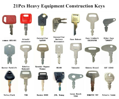 (21) Key set for Case CAT Komatsu Bobcat Heavy Equipment Construction ...