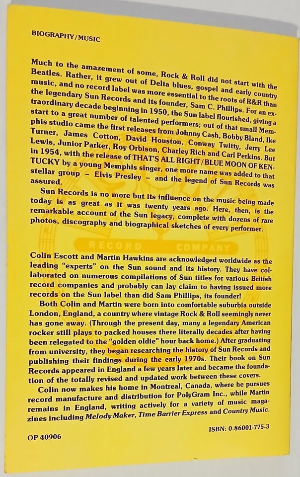 SUN RECORDS:BRIEF HISTORY OF THE LEGENDARY RECORD LABEL BY COLIN ESCOTT ...