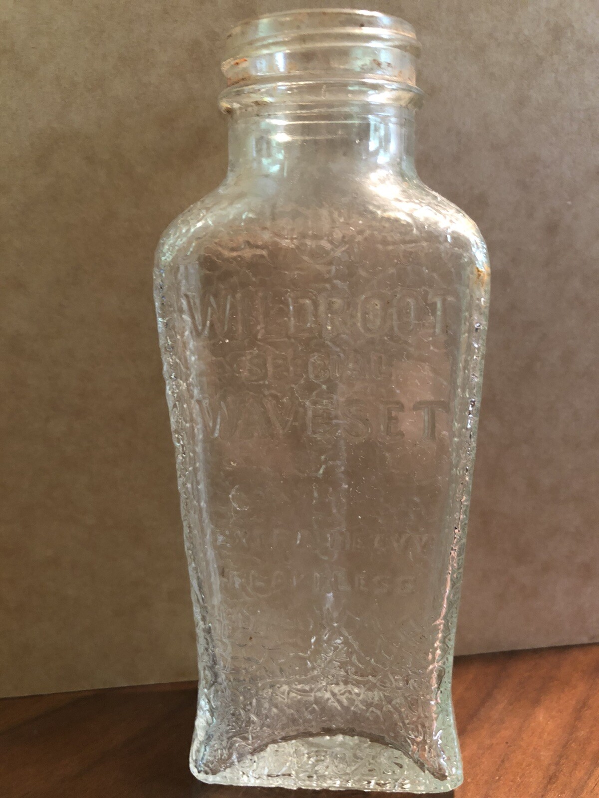 VINTAGE WILDROOT HAIR OIL BOTTLE CLEAR TEXTURED GLASS, 6 FL OZ | eBay