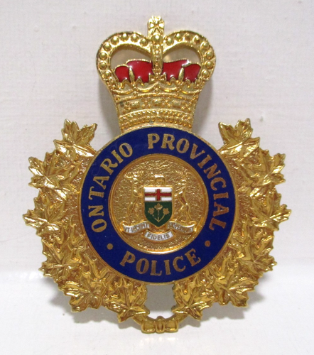 Vintage Obsolete Ontario Provincial Police Gold Metal & Enamel Cap ...