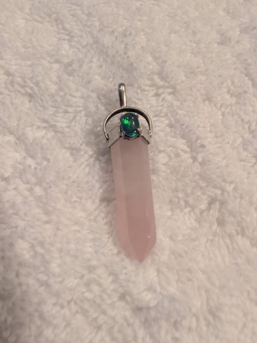 Sterling Silver .925 Mount Natural Pink Gemstone Rock Quartz Crystal ...