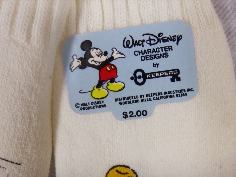 NOS Vtg Walt Disney Productions Tube Socks Mickey Mouse Playing Tennis ...