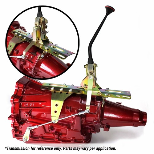 GM 200R4 Dual Action Shifter Kit 12" Black Arm w/ Bend and Black Knob ...