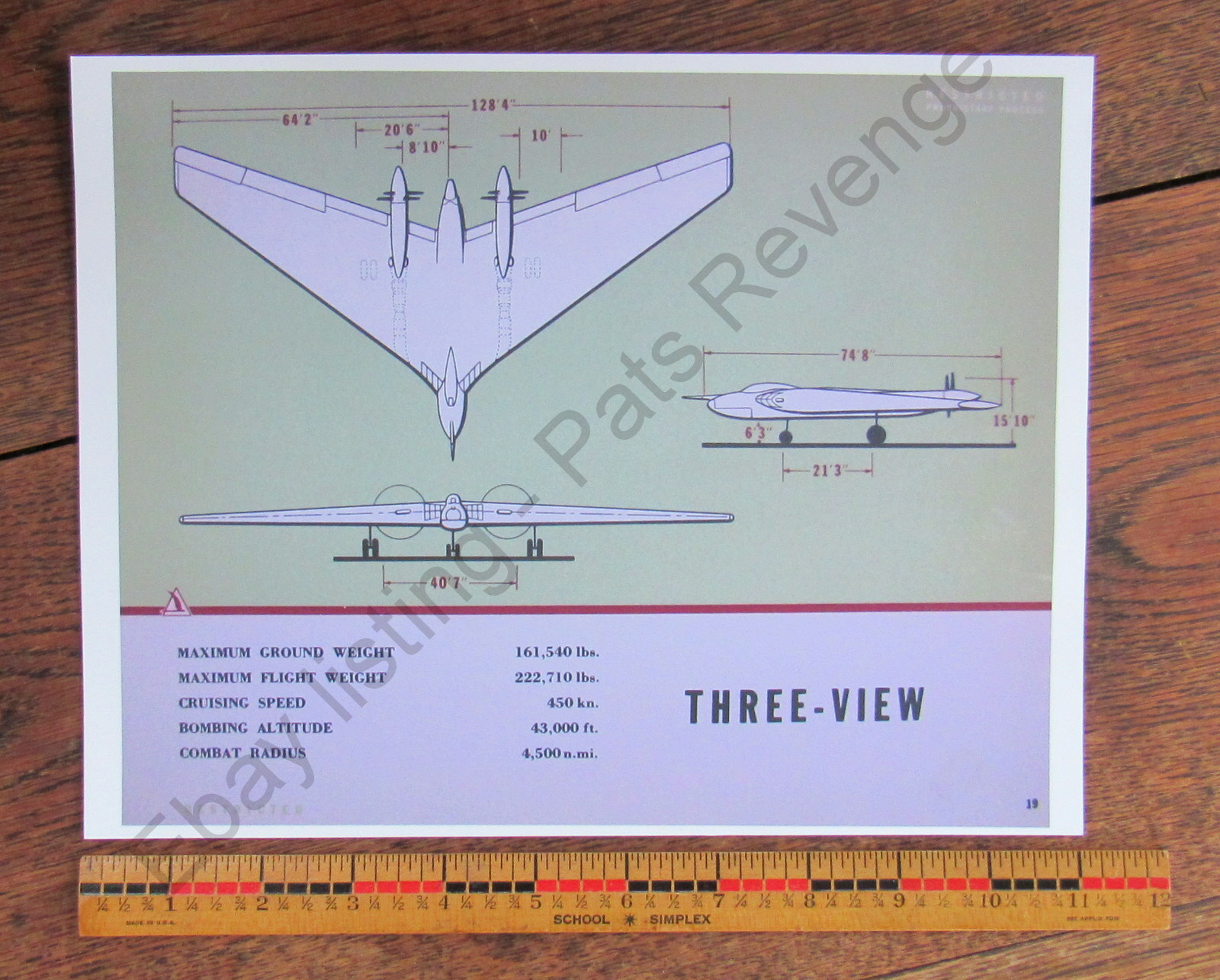 copy Northrop Flying Wing 2-engine turboprop image vintage 1950 ...