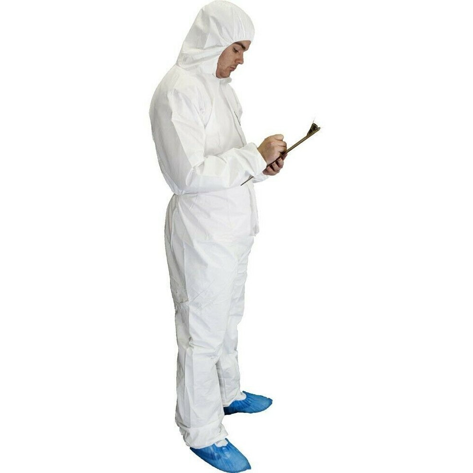 Disposable Coveralls White Hood Paper Suit Painters Protective Overalls ...