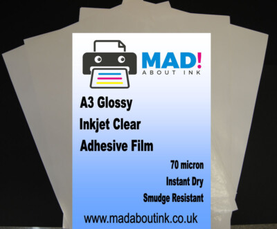 20 A3 Inkjet Printable Clear Adhesive Acetate Label Sticker Film Sheets ...