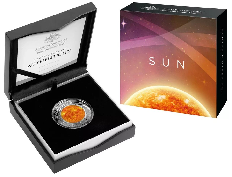AUS 2019 Earth And Beyond $5 1oz Fine Silver 9999 Proof Domed Coin SUN ...