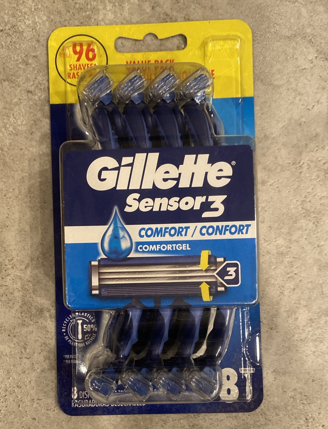 Gillette Sensor 3 Comfort Disposable Razors for Men 8ct, NEW | eBay