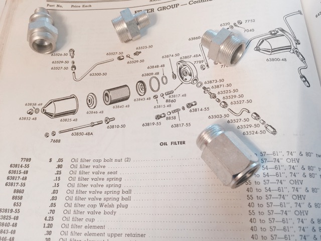Harley Panhead Oil Filter Fitting Kit Nipples 1950-57 w/ Filter OEM ...