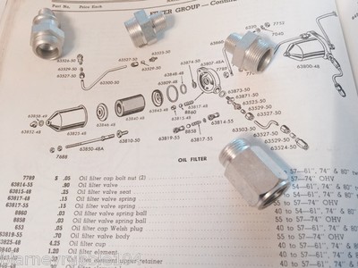 Harley Panhead Oil Filter Fitting Kit Nipples 1950-57 w/ Filter OEM ...