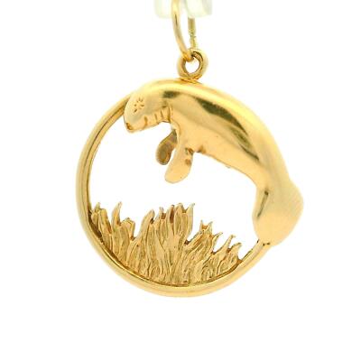 Collectible 14k Yellow Gold 3d Detailed Swimming Manatee Ring Charm ...