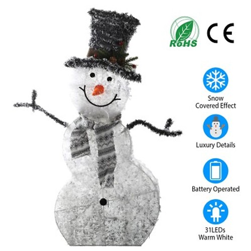 Christmas LED Lighted Snowman Battery Operated Indoor Outdoor Yard ...