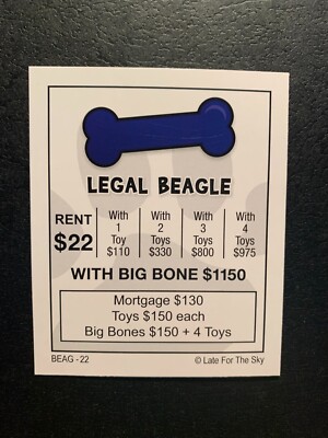 Monopoly Beagle LEGAL BEAGLE Title Deed Card GAME REPLACEMENT PIECE ...