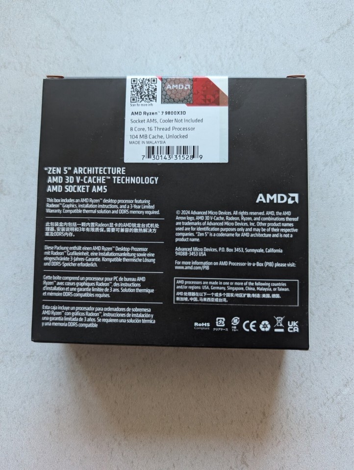 AMD Ryzen 7 9800X3D Granite Ridge AM5 4.70GHz 8-Core Boxed Processor 🔥 ...