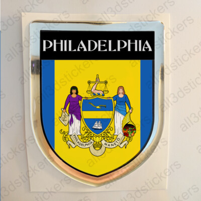 Philadelphia USA Sticker Seal Resin Domed Flag United States 3D Shield ...
