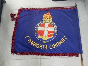 HAWORTH Girls Brigade WW2 STYLE BANNER FLAG ON POLE - Superb condition ...