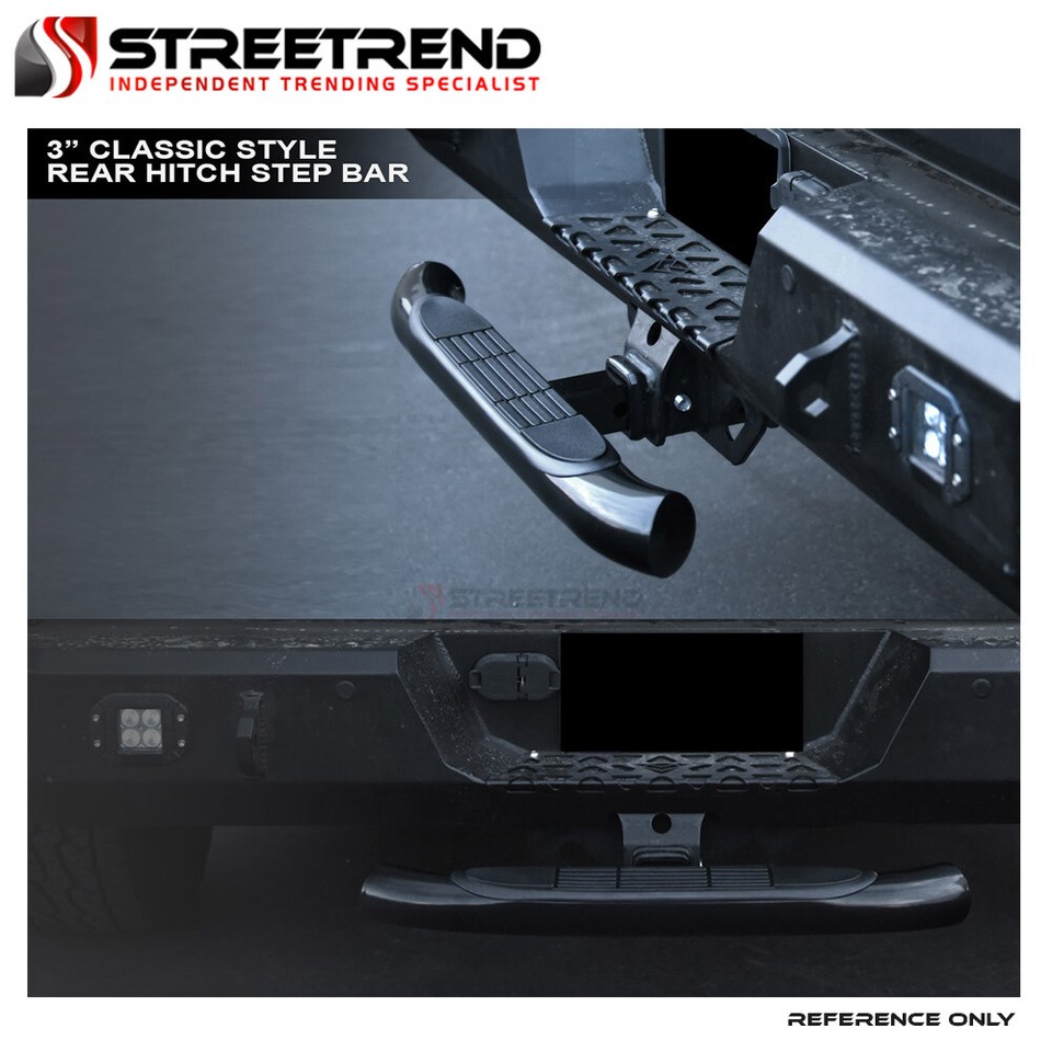 3" Black Rear Hitch Step Bar Bumper Guard Trailer Tow Mount For 2 ...