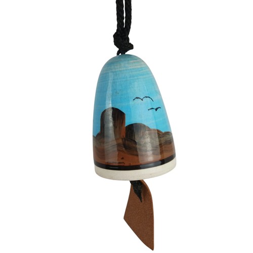 Vtg Smal Southwest Pottery Hand Painted Windbell Hanging Bell Cactus ...
