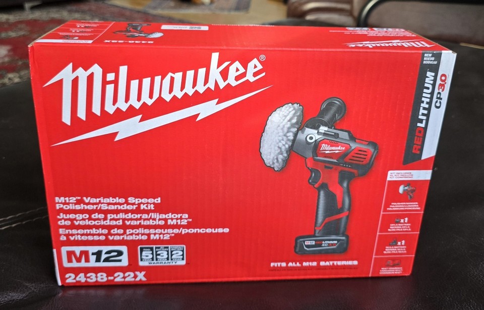 Milwaukee 2438-22X M12 Variable Speed Polisher/Sander Kit W/Battery ...