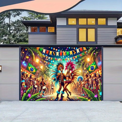 2D Flat, 1pc Brazilian Carnival Party Backdrop Tapestry - Large Samba ...