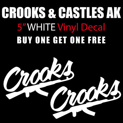 Crooks & Castles AK 5" White Vinyl Decal Sticker - BOGO | eBay