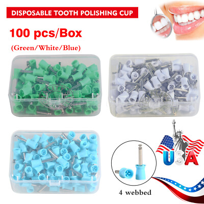 100Pcs Dental Prophy Cup Rubber Brush Polishing Tooth Latch Type ...