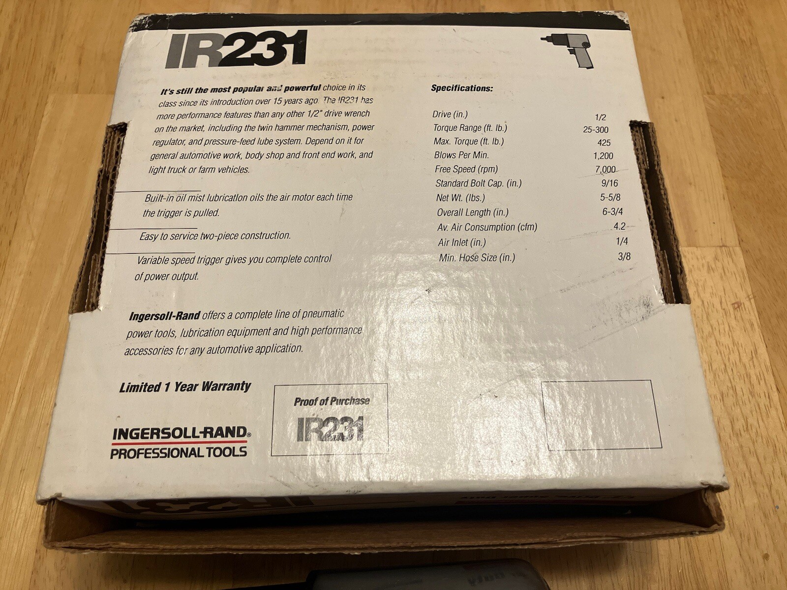 Ingersoll Rand IR 231 125th Anniversary Gold Air Impact Wrench for sale ...