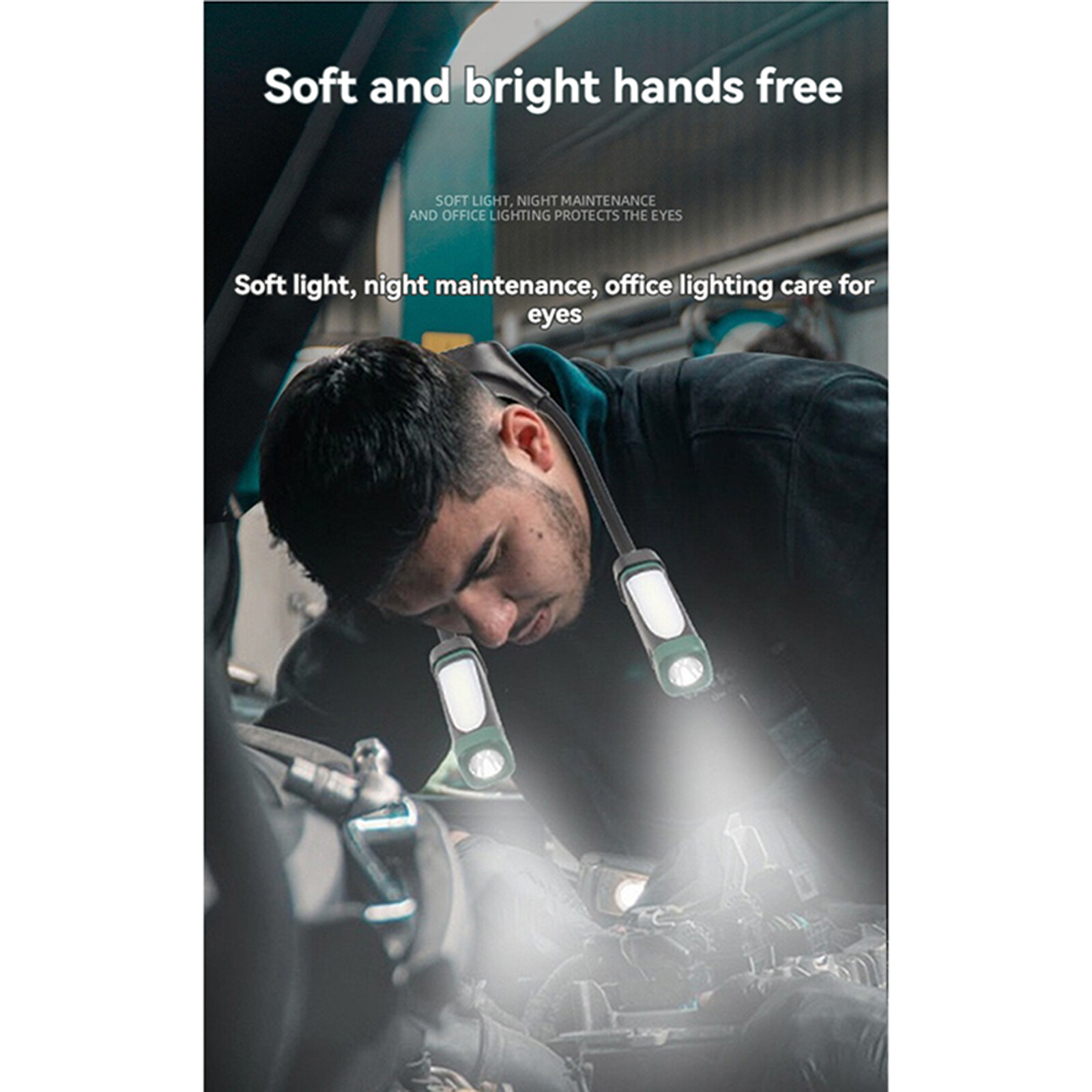 Detachable Flashlight Work Light Magnetic Neck Lamp Reading Light Soft ...