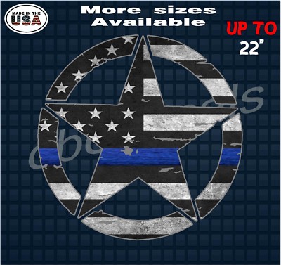 Police Thin Blue Line Flag Star Vinyl Decal sticker American Flag ...
