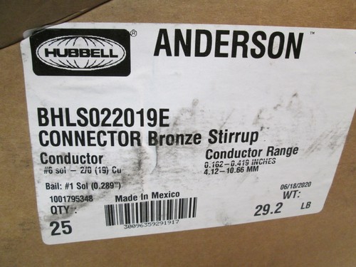 (QTY. 25) HUBBELL HPS BHLS022019E CONNECTOR, HOT LINE STIRRUP CLAMP NEW ...